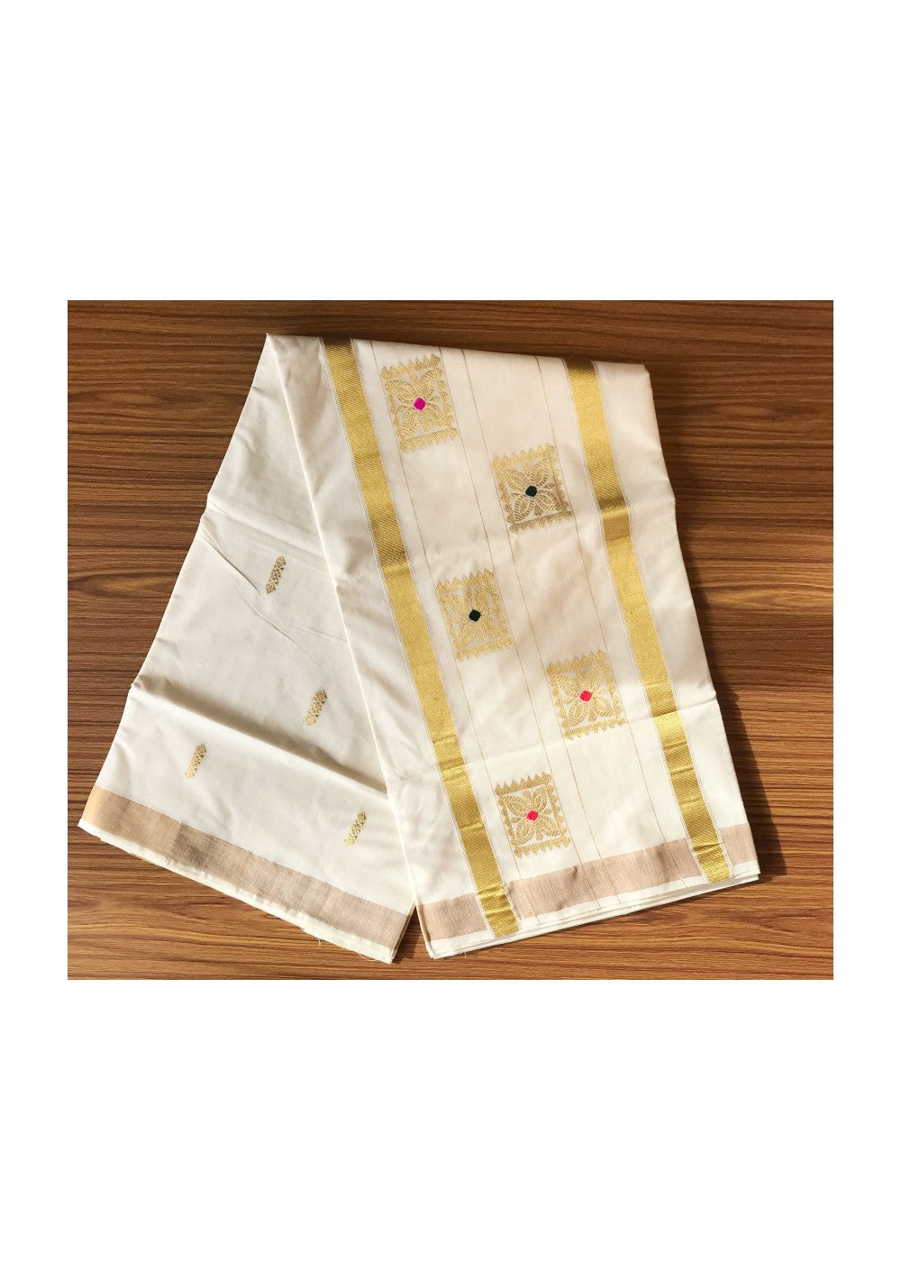 Kaitharikada Kerala Saree - Cotton Kasavu 12 Inch Putta Pallu Zari Wit ...