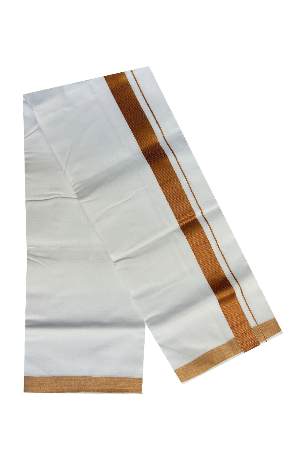 KaithariKada Cotton mix PURE White Double Dhoti/Mundu -1inch Copper Bo ...